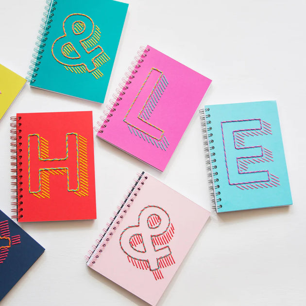 Embroidered Initial Notebooks – Tea & Crafting