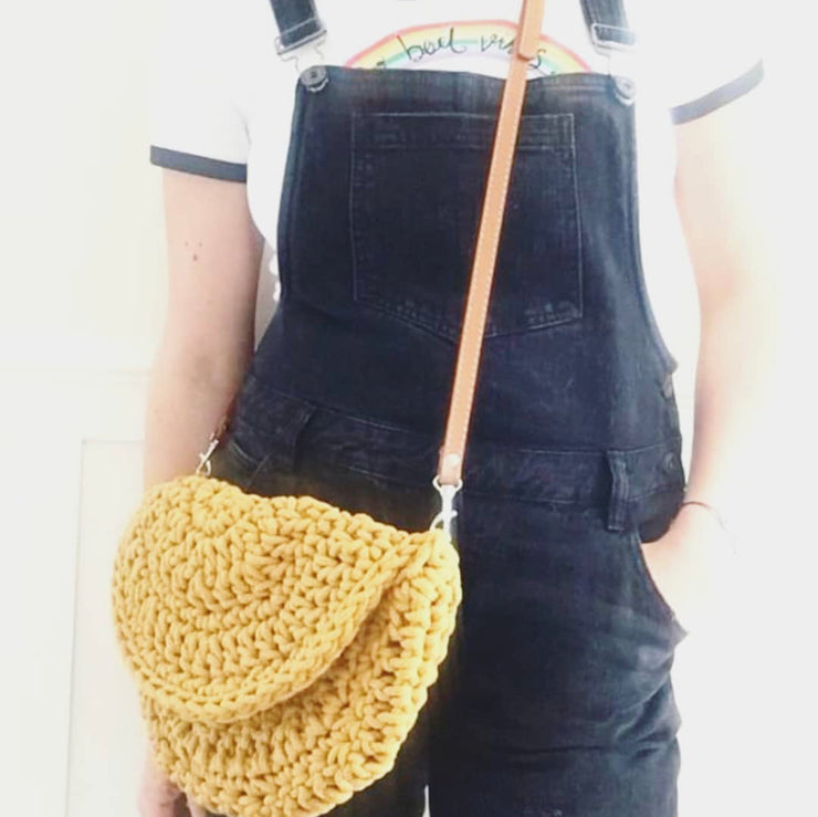 Beyond Beginners - Crochet a Contemporary Moon Bag with Leather Straps ...